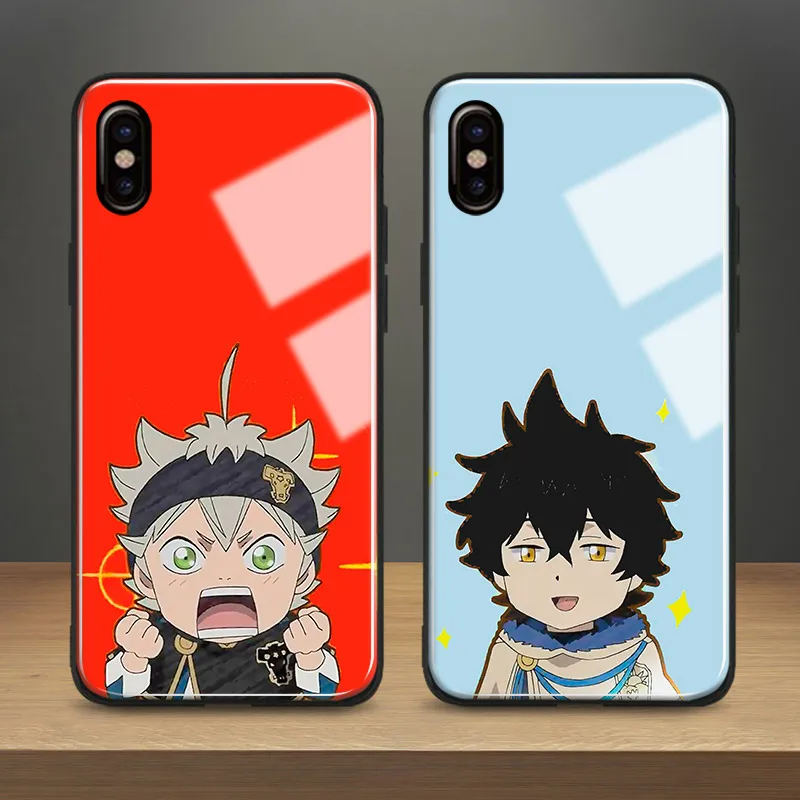 Black Clover Asta And Yuno Tempered Glass Cases For iPhone (2 Types)