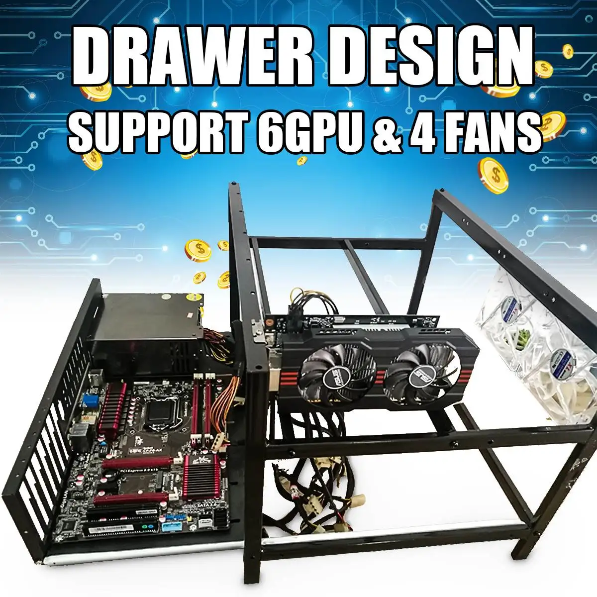Stackable Open Air Mining Rig Frame Miner Case For 19 GPU ETC BTH 3 ...