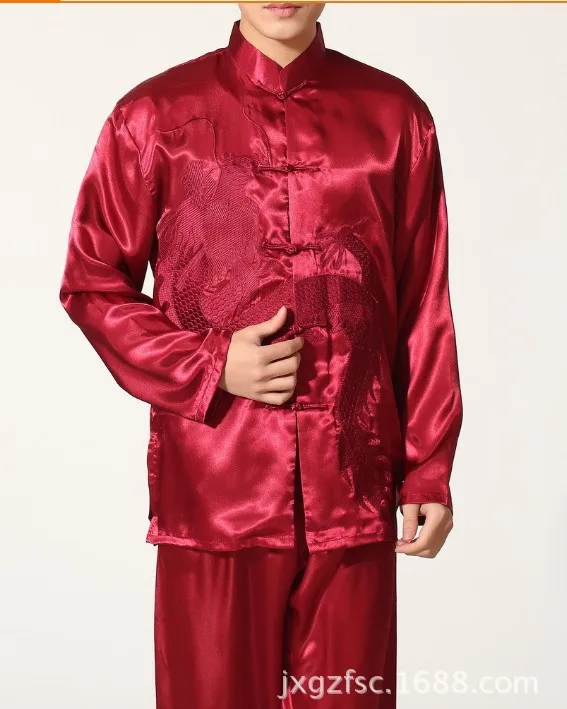 Free Shipping Handsome red Chinese style men's silk Pajamas Size: S/ M ...