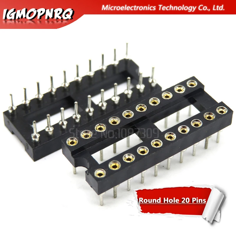 10pcs Dip20 Round Hole 20 Pins 2.54mm Dip Ic Sockets Adaptor Solder ...