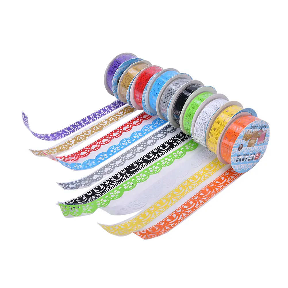 1 PCS DIY Candy Colors Hot Lace Tape Decoration Roll Decorative Sticky ...