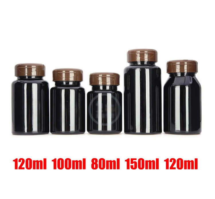 100Pcs-Botol-Flip-PET-Hitam-TOP-Kapsul-Pil-Bubuk-Botol-Vitamin-dengan ...