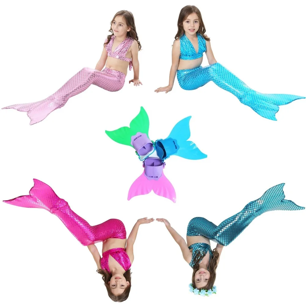 Kids Mermaid Swimsuit Girls Bikini Mermaid Tail and Finned Legs ...