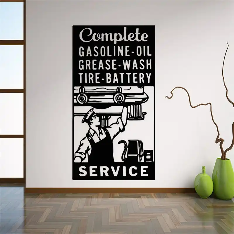 Car Workshop Logo Wall Sticker Removable Car Repair Service Wall Decal ...