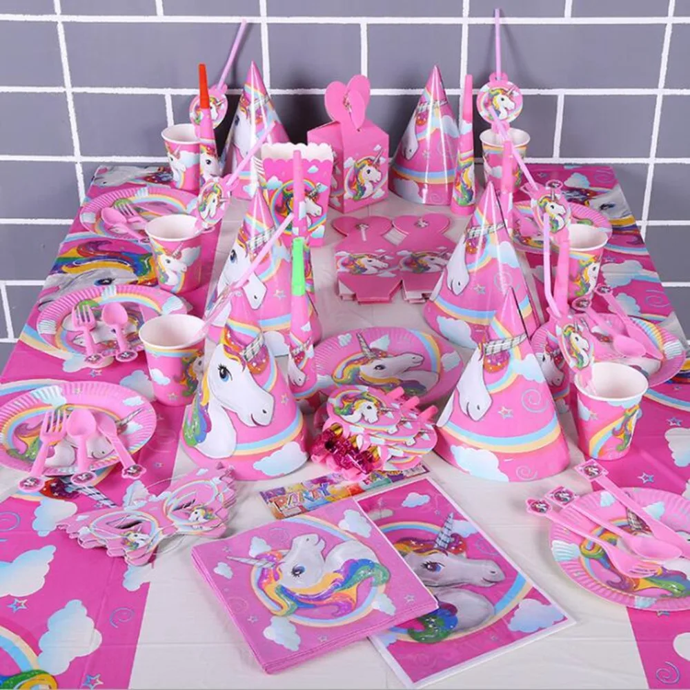 Unicorn Theme Party Unicornio Disposable Tableware Unicorn Decor