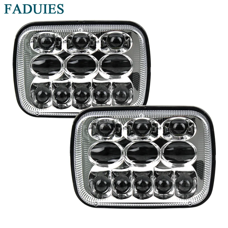 FADUIES For Jeep Cherokee XJ 1984 to 2001 lamps Chrome 5x7" led truck ...