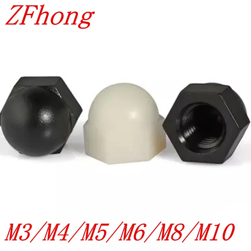 10-50pcs DIN1587 M3 M4 M5 M6 M8 M10 white or black nylon Cap Nuts Decorative Cover Semicircle ...
