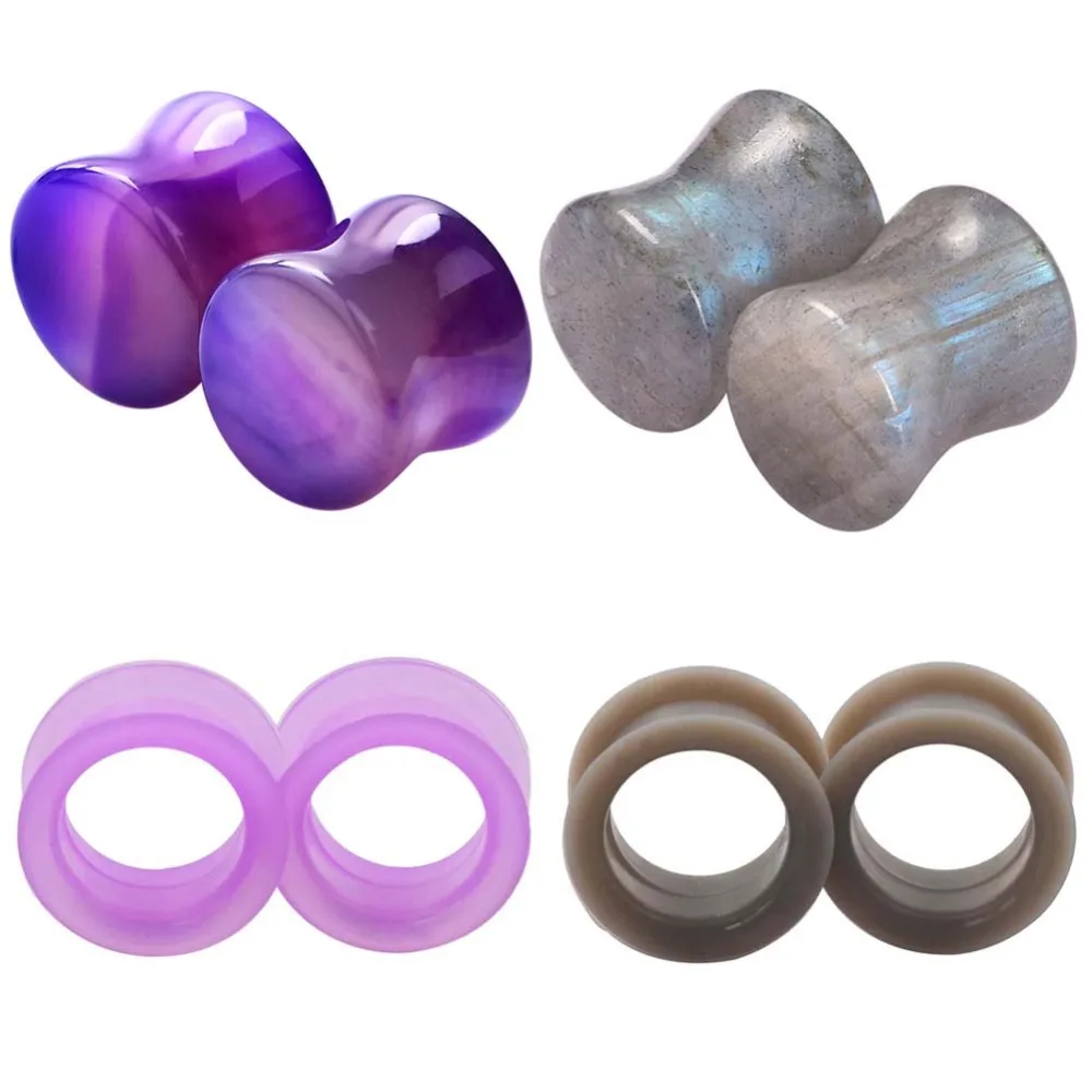 8pcs Ear Skins Piercings Plugs for Women MAN Silicone Hollow Ear ...