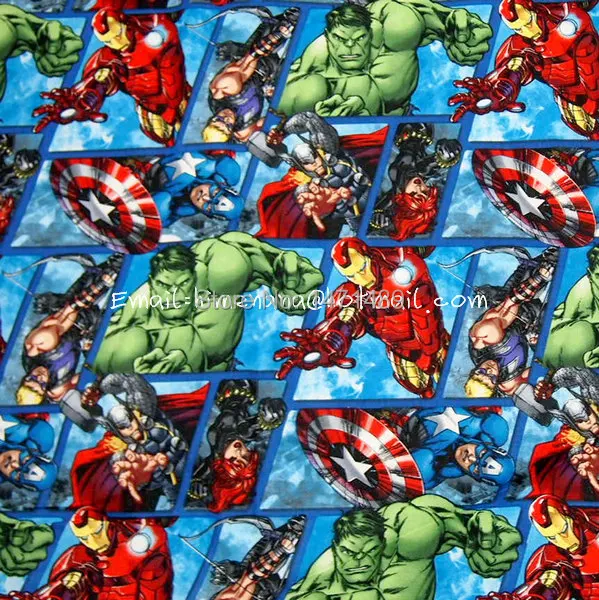 Fabric 100% Cotton Fabric Avengers Fabric Avengers Cartoon Character ...