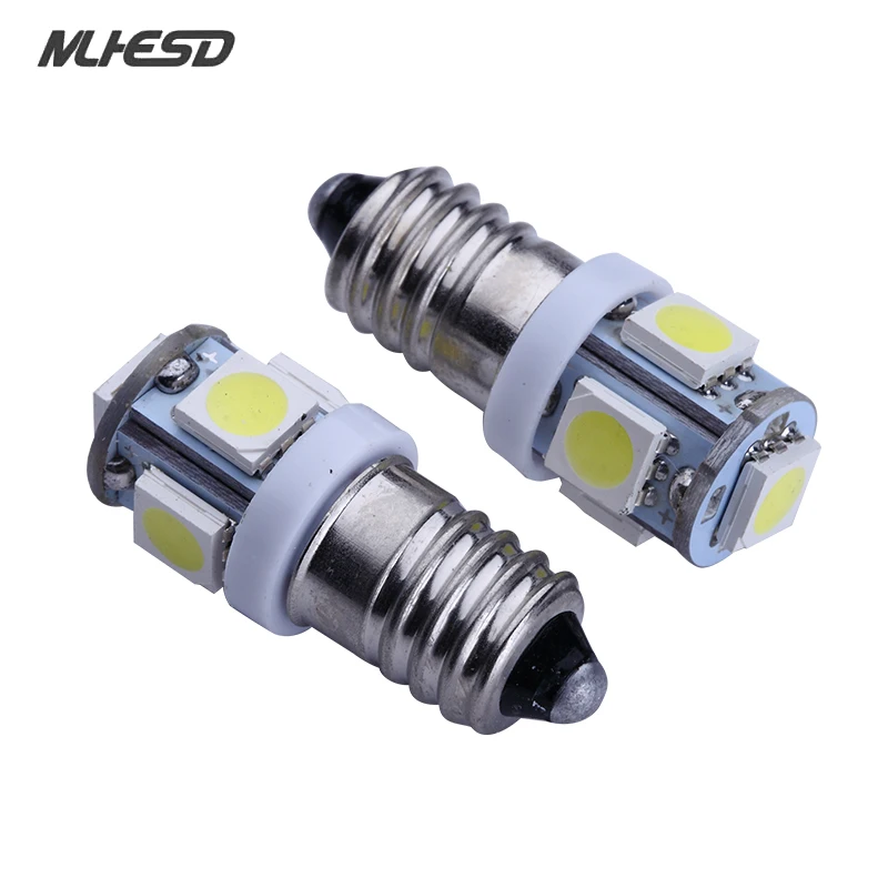 (100 unids/lote) E10 EY10 5 SMD 5050 LED Chaud/Blanc Lumieres miniatura frente a ampolla pour le ...