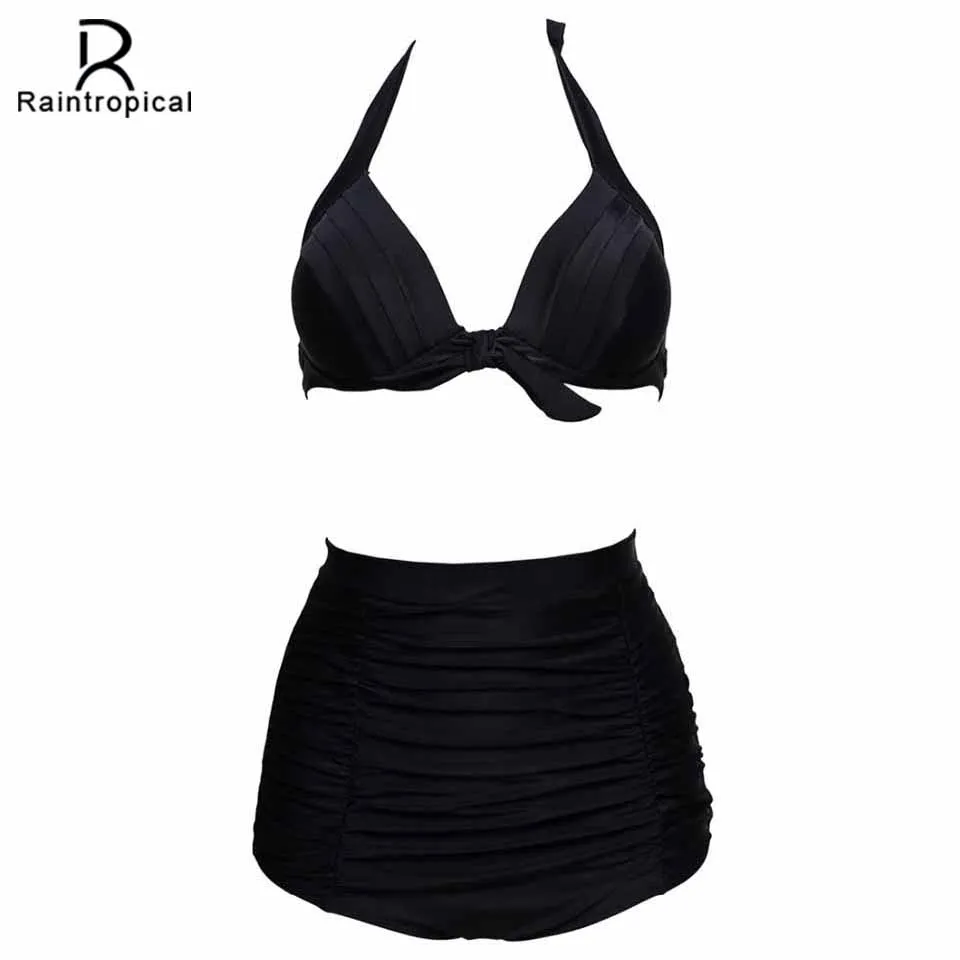 Raintropical 2018 New Sexy Halter Top Bikinis Women Swimwear Push Up Female Swimsuit Bikini Set