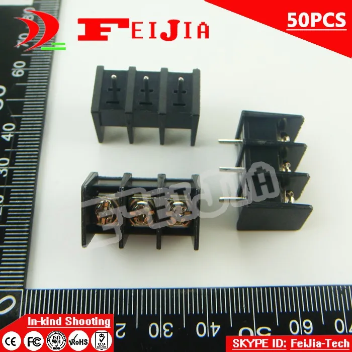 50PCS 25 7.62 3P / 25 7.62mm 3Pin Barrier Terminal Block Screw Terminal Block Pitch 7.62mm ...