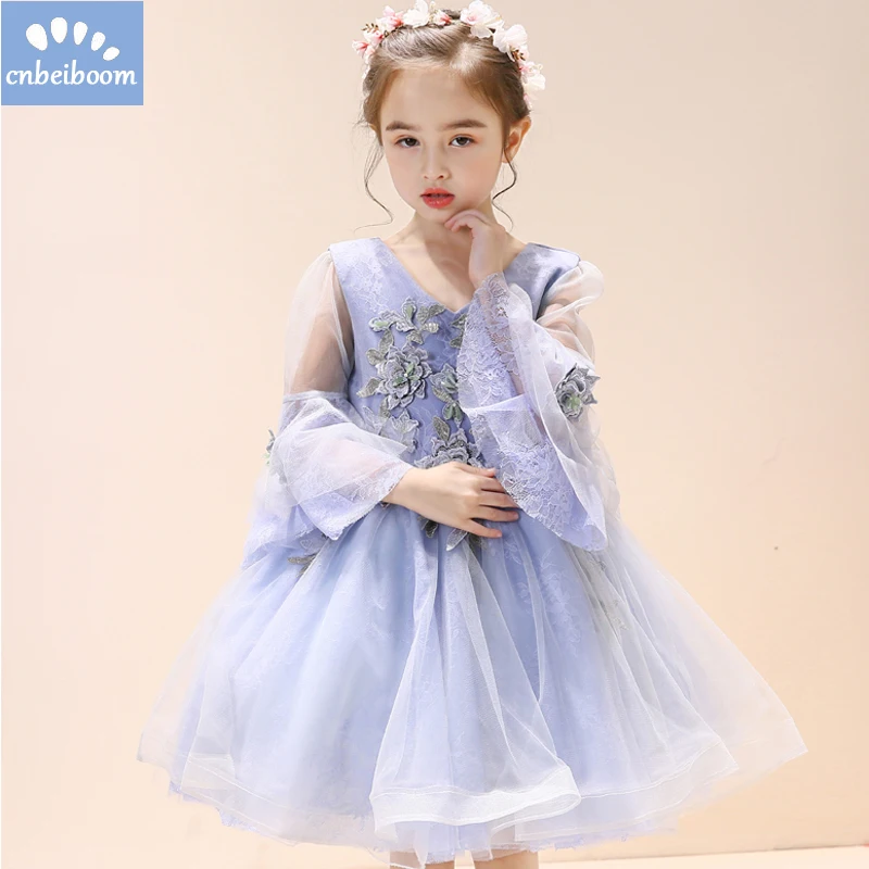 Kids Girls Flower Dress Purple Baby Butterfly Birthday Party Dresses ...