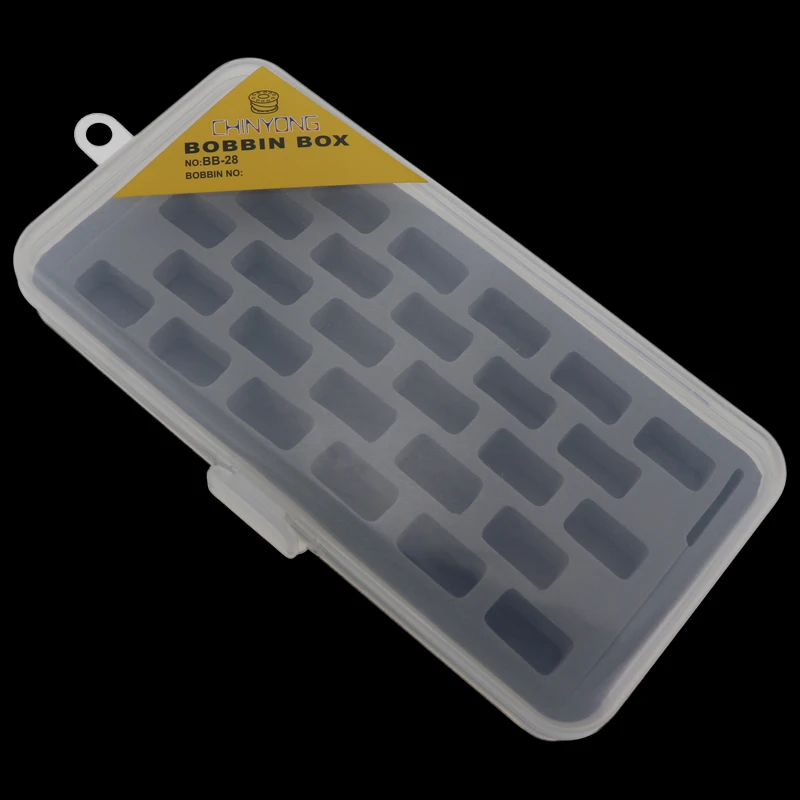 Portable 28 Slots Coil Spool Box Transparent Storage Organizer Sewing ...