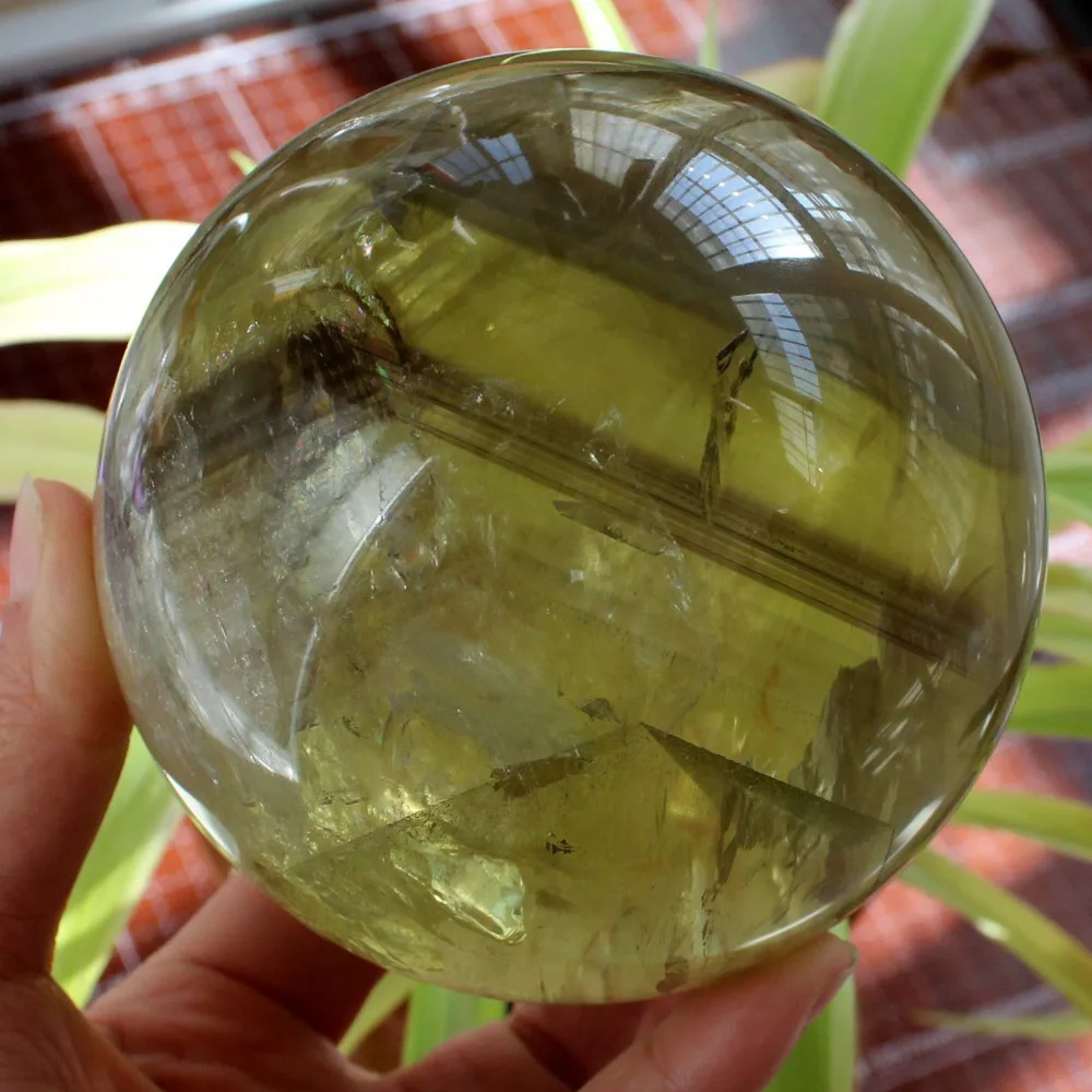 @@ 04671 100mm yellow QUARTZ CRYSTAL sphere ball Orb Gem Stone|stone ...