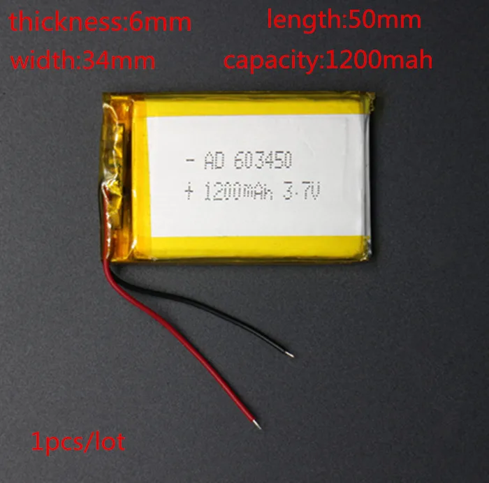 1pcs/lot li polymer rechargeable battery 3.7V 603450 Lithium polymer ...