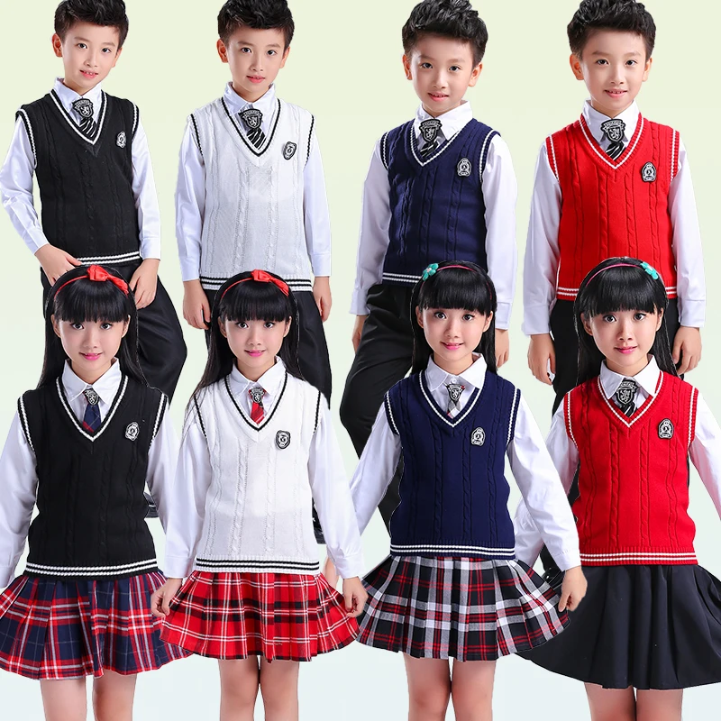 Uniformes uniforme escolar japonês Sem Mangas camisola Colete Com ...