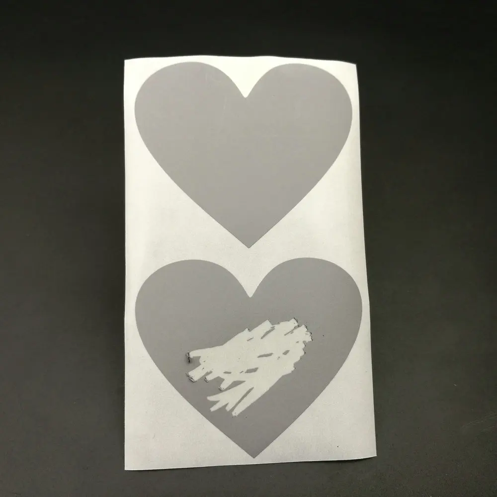 Love Heart Scratch Off Sticker 70mm x 80mm Silver Color 50pcs for ...