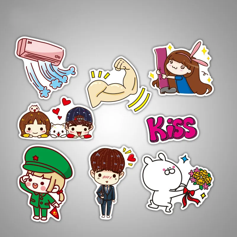 8pcs express ambiguous cute personality sticker suitcase stickers car ...