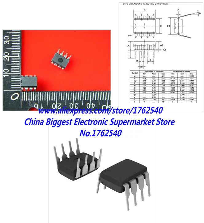 Tlc555cp ( 7555 ) CMOS baja potencia 555 Timer circuito integrado dip 8 ...