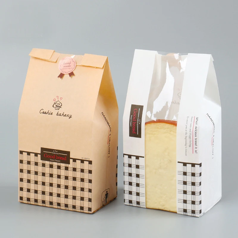 100pcs lattice fenestration baking food kraft paper packing bag,sliced ...