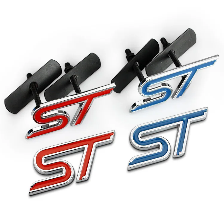Car ST Logo Grill Badge Stickers Red Black Blue Front Head Hood ...
