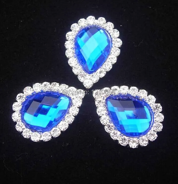 50 Pieces 20*26mm Wholesale Flat Back Glass Rhinestone Tear Drop Button ...