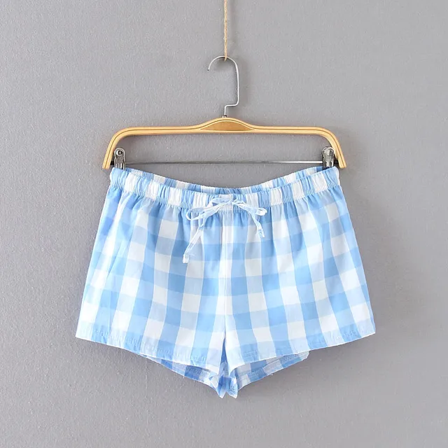 Women Cute Summer Checked Print Cotton Pajama Shorts Women Loose Summer ...