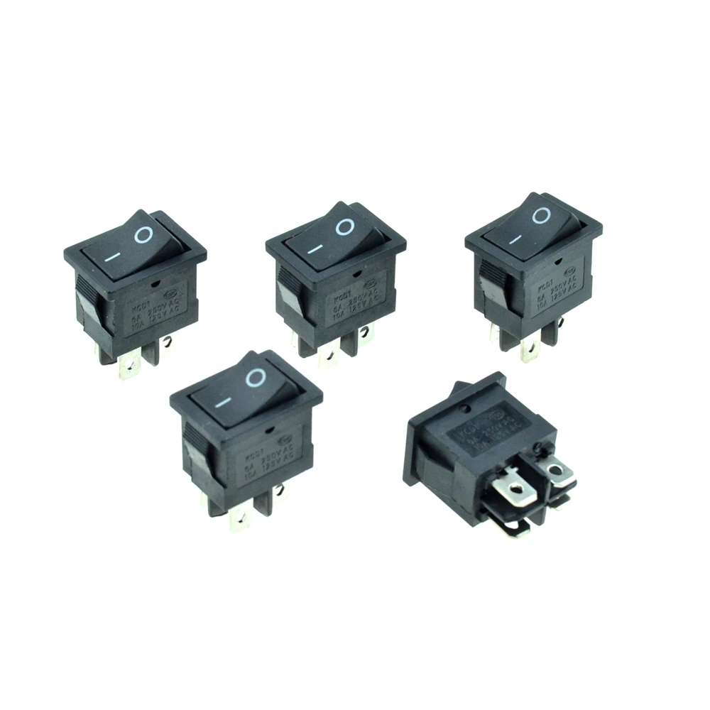 5PCS Black DPST 4 Pins 2 Positions ON/OFF 19x13mm Snap in Panel Mount ...