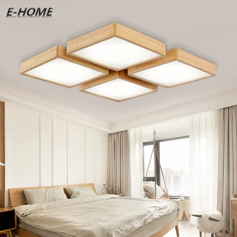 Japanese Simple Led Solid Wood Living Room Ceiling Light