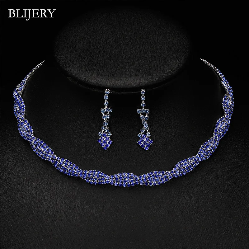 BLIJERY conjunto de joyas de boda para mujer, conjunto de joyas de ...