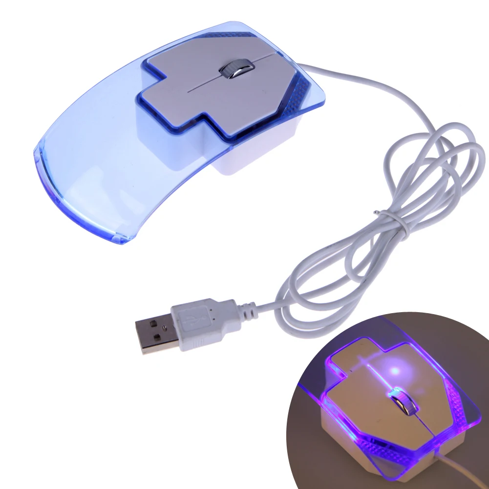 Newest Transparent Led Optical Wired Mouse 1200DPI Beautiful Blue Light ...
