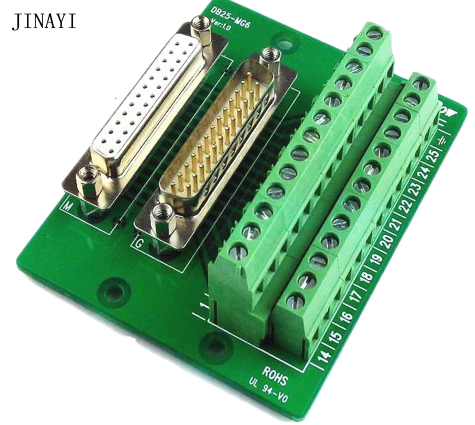 25 Pin D-sub Db25 Female Male Signals Terminal Pcb Breakout Adapter ...