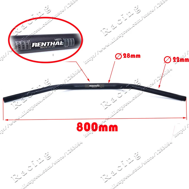 Black Renthal 1 1/8" Bar 28mm Handlebars Handle Bar For Motorcycle ...