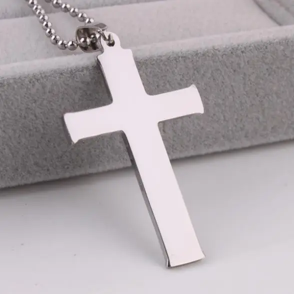 Smooth Cross Pendant Necklaces Bead Chain For Men 316l Stainless Steel ...