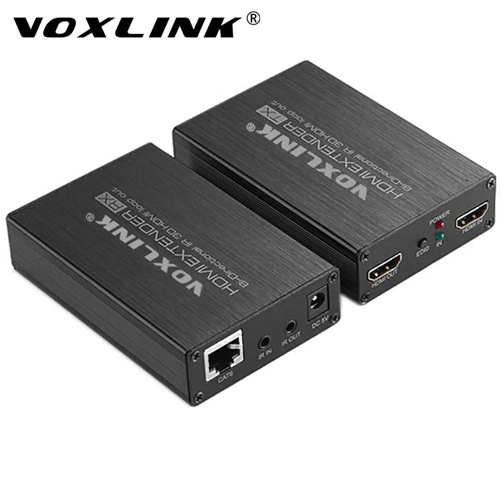 VOXLINK 1080P HDMI Extender TX/RX 60m/200ft with Dual IR Over CAT5e/6 ...