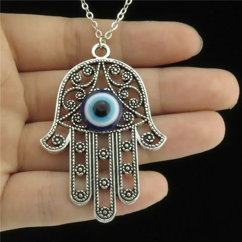 1Pc-Vintage-Turkish-Evil-Eye-Hamsa-Hand-Pendant-Necklaces-For-Women ...