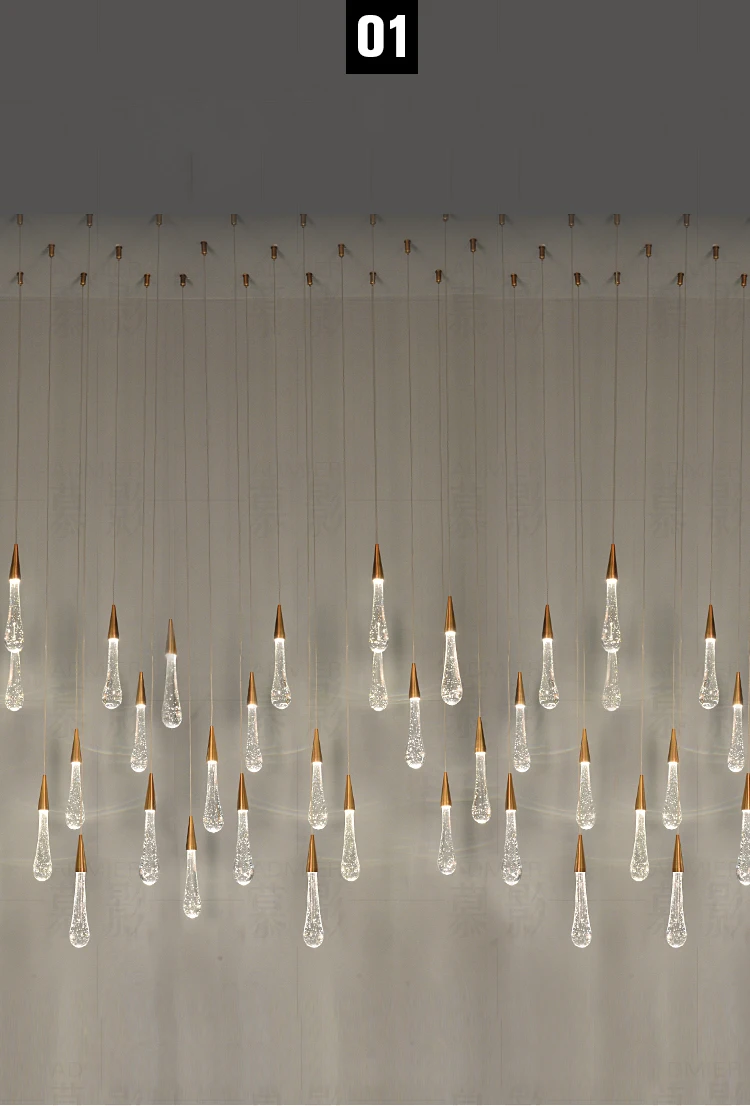 Креативный подвесной светильник в форме капель воды с кристаллами в европейском стиле роскошный