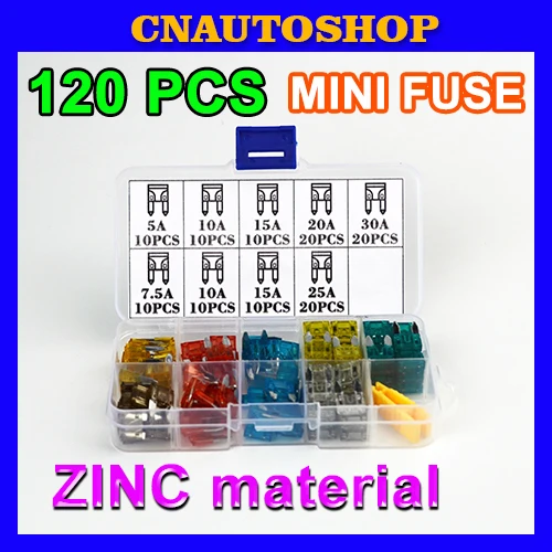 120pcs MINI Car Fuse 5A 7.5A 10A 15A 20A 25A 30A Amp with Box Clip ...