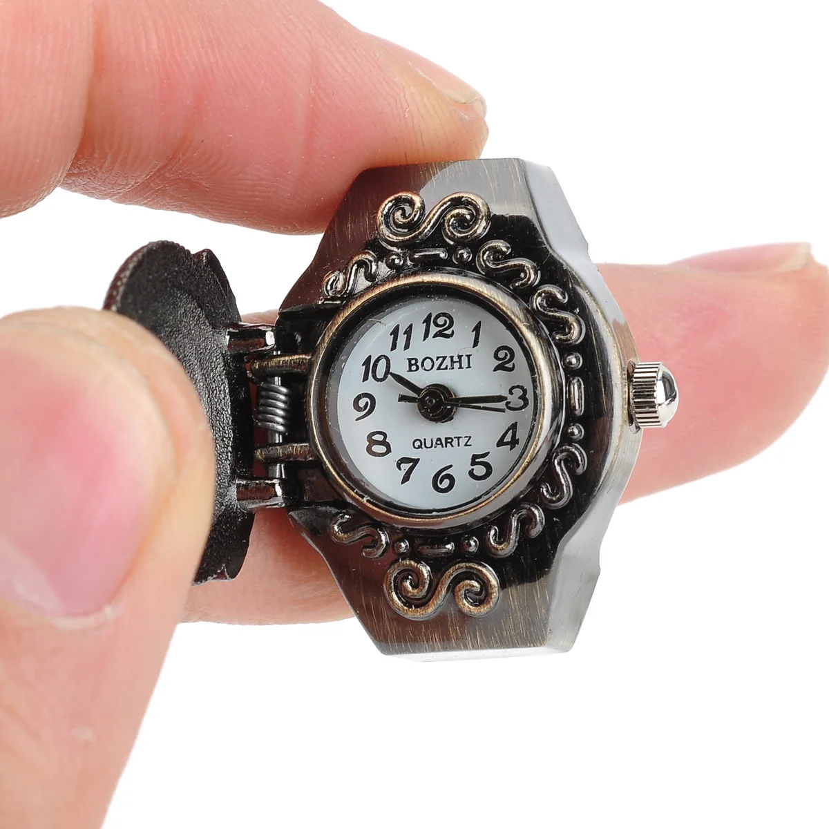 Yy1 Bozhi Brand Black Round Ring Finger Watches For Gentle Women Zinc ...