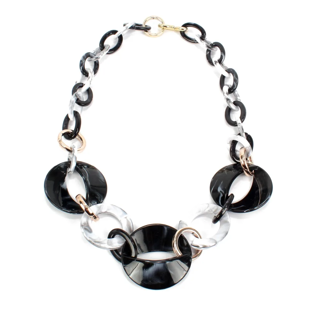Ziris New Fashion Acetate Resin Jewelry Women Retro Necklace Big Acrylic Geometric Statement