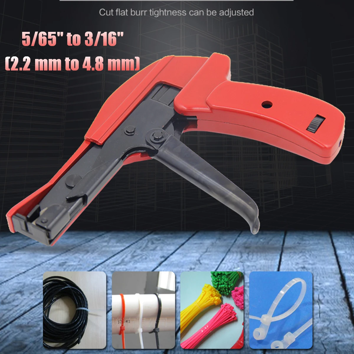 Red Nylon Cable Tie Warp Gun For 2.2mm-4.8mm Metal Zip Cutting ...