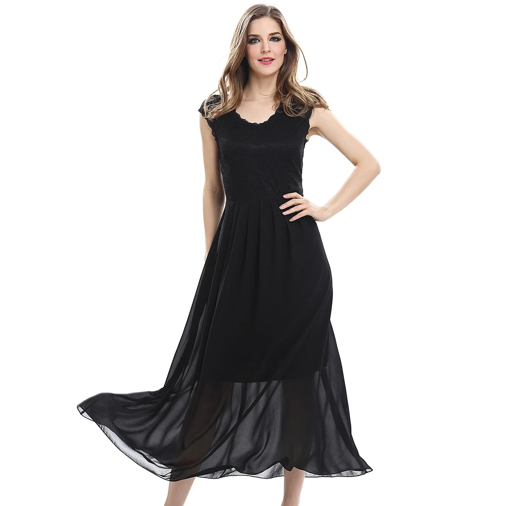 Plus Size Long Dress Women Newest Summer See Through Chiffon 2 layer ...