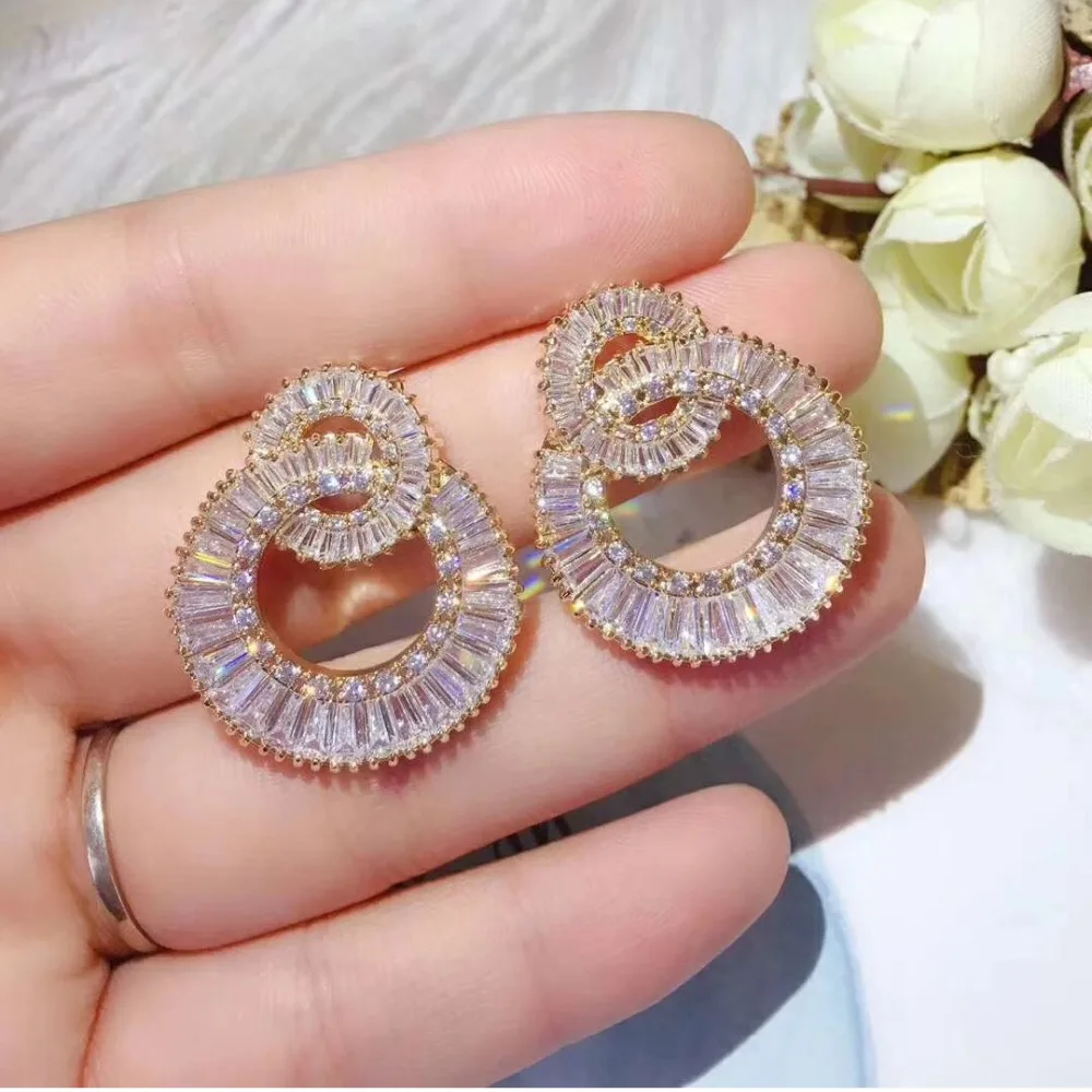 Роскошные знаменитые серьги с цирконием для женщин/девушек, цветочный ...