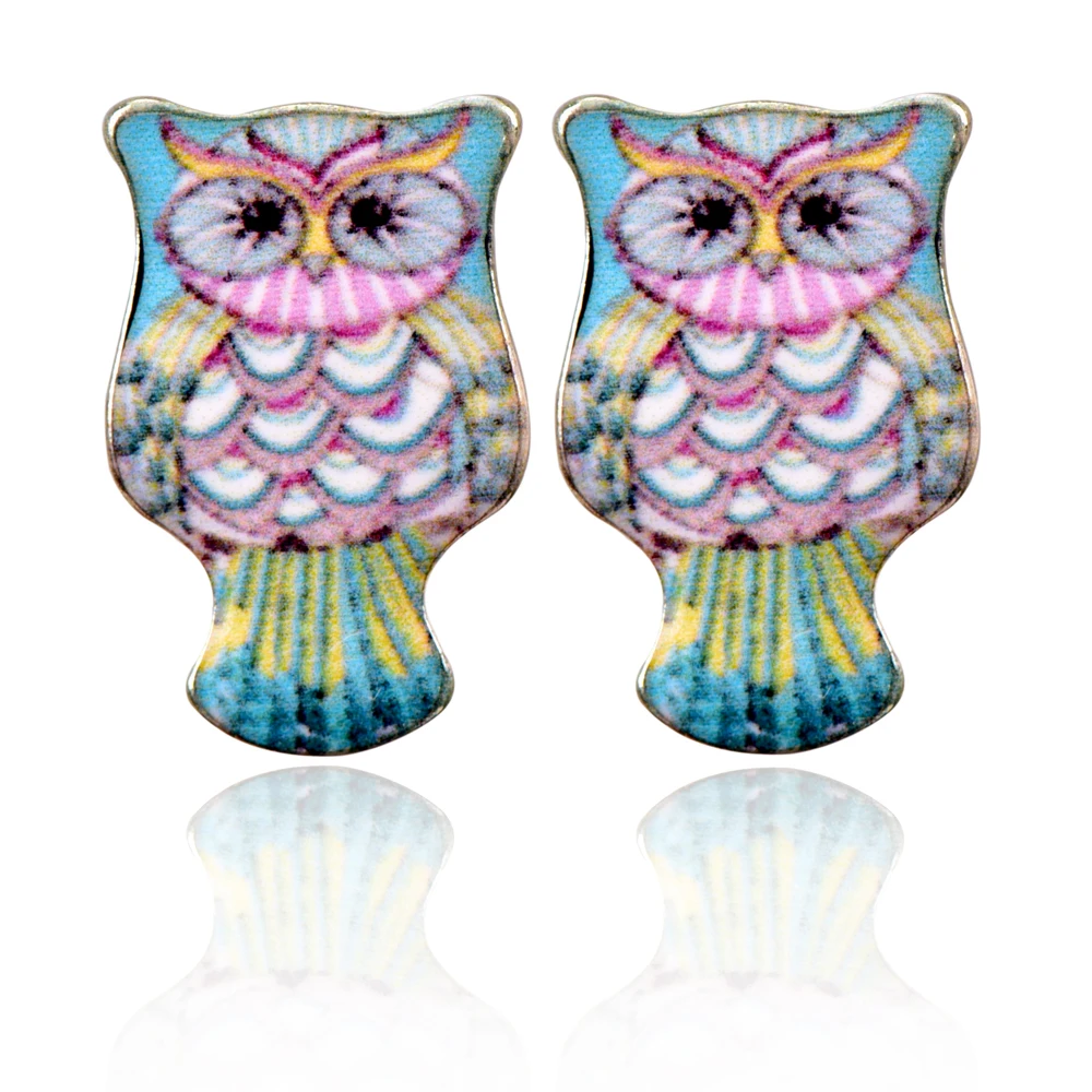 Josbores Cute Little Oil Colorfully Owl Earrings for Women Lovely ...