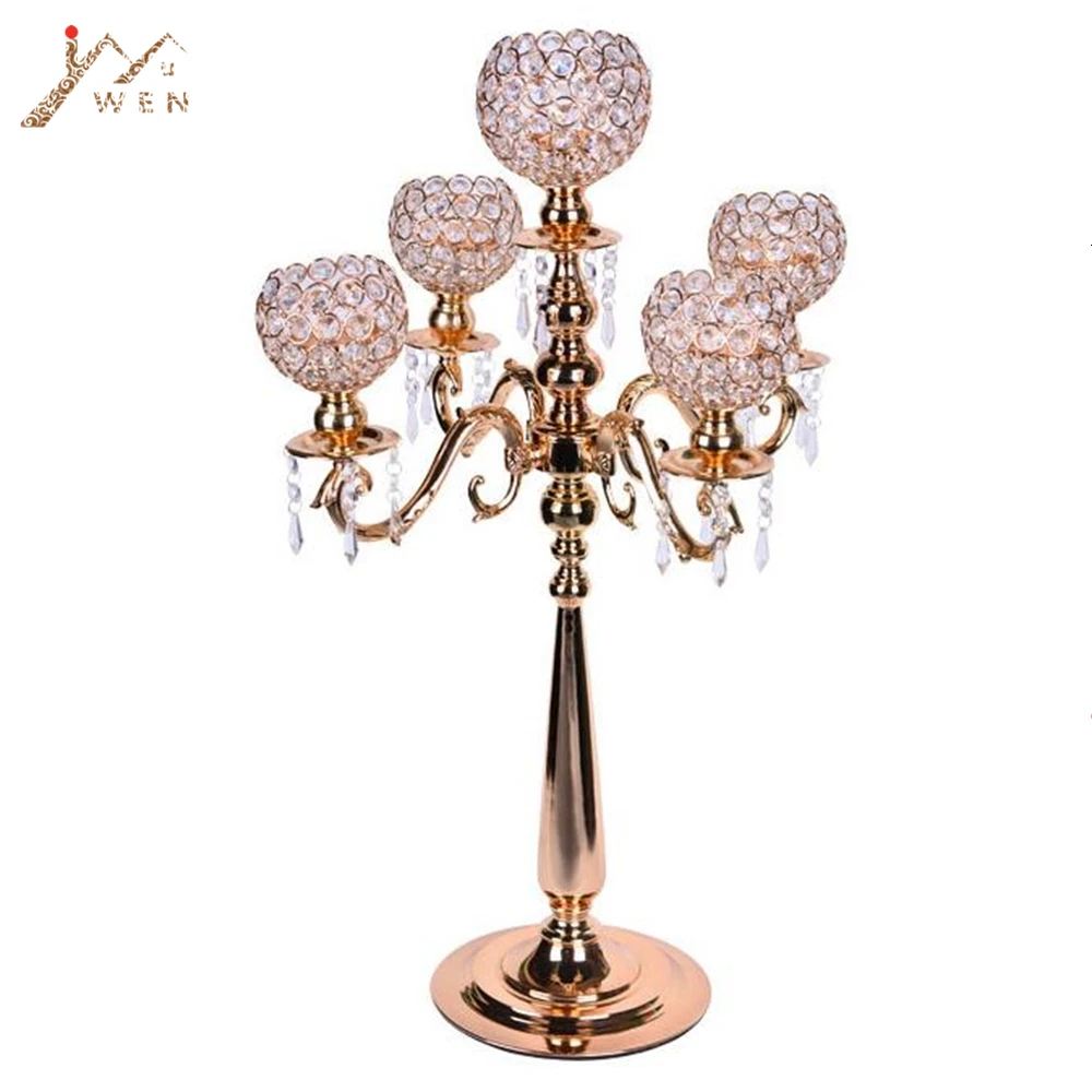 Candelabros de Metal de 5 brazos con acabado dorado, 75 cm de altura ...