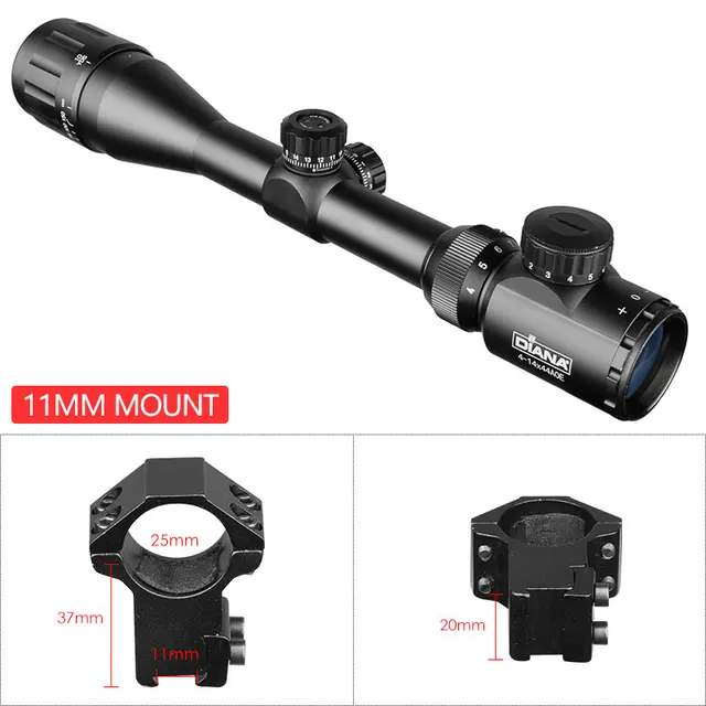 DIANA 4-14x44 Scope Tactical Optic Cross Sight Green Red Illuminated ...