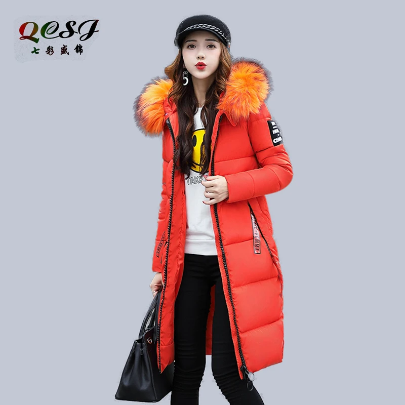 2017 New Fashion Orange Winter Jackets Women Down Cotton Warm Female ...