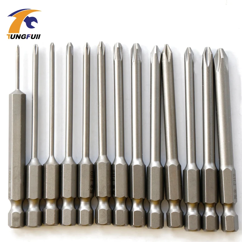 Tungfull 13pcs 75mm Magnetic Long Hex Cross Head Screwdriver Bits