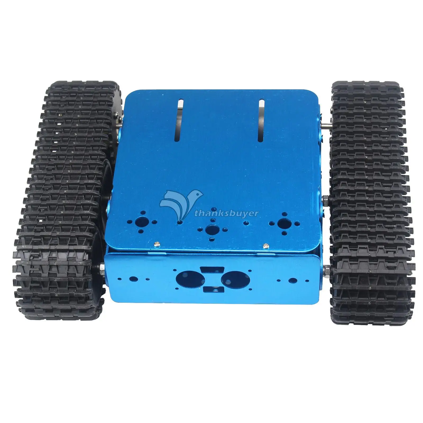Assembled Aluminum Tracked Vehicle Tank Chassis Blue Caterpillar Tractor Crawler Intelligent